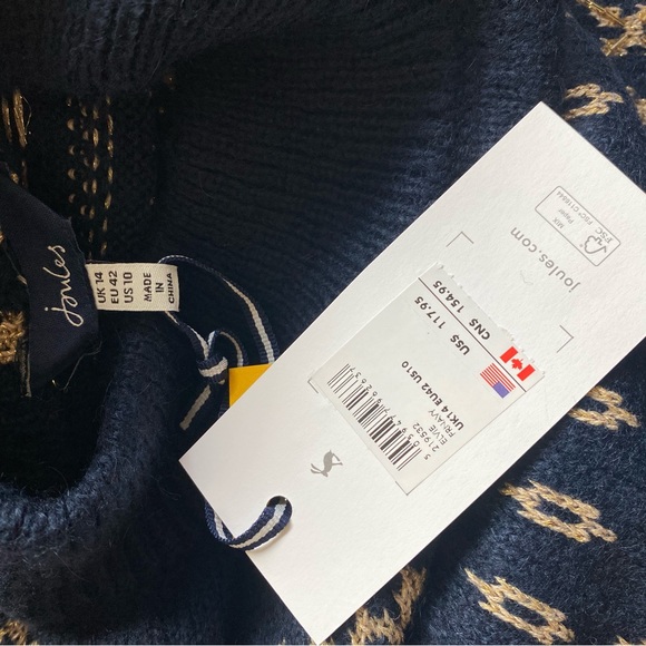 Joules | Sweaters | Joules Elvie Navy Gold Metallic Beaded Fair Isle ...